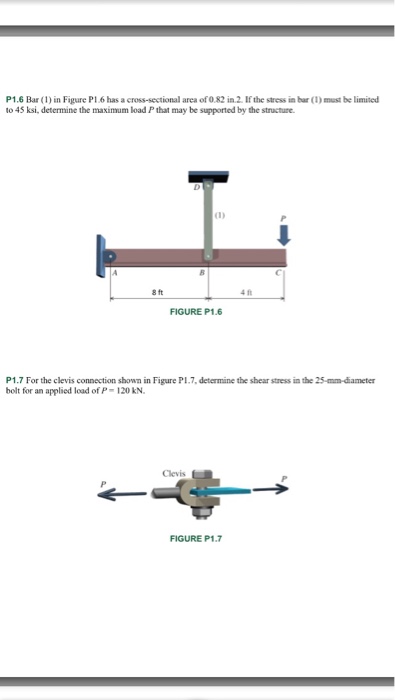 Solved Bar 1 In Figure P1 6 Has A Cross Sectional Area Of