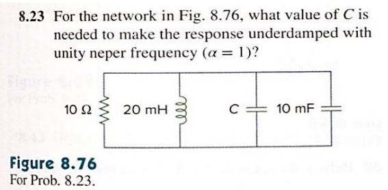 Solved 8.23 For the network in Fig. 8.76, what value of C is | Chegg.com