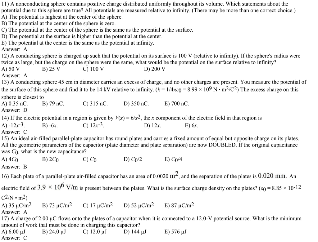 Solved 11) A nonconducting sphere contains positive charge | Chegg.com