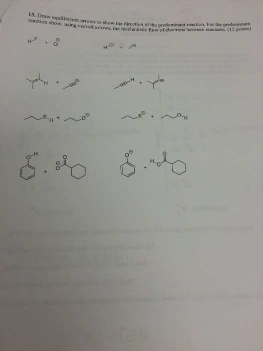 Solved 13. Draw equilibrium arrows to show the direction of | Chegg.com
