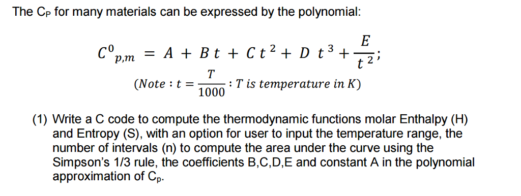 The C_P for many materials can be expressed by the | Chegg.com
