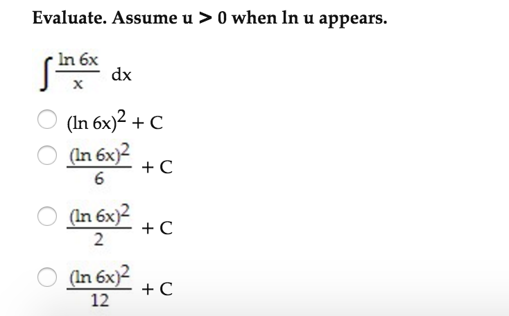 Solved Evaluate. Assume u > 0 when In u appears. integral | Chegg.com Solved Evaluate. Assume u > 0 when In u appears. integral | Chegg.com