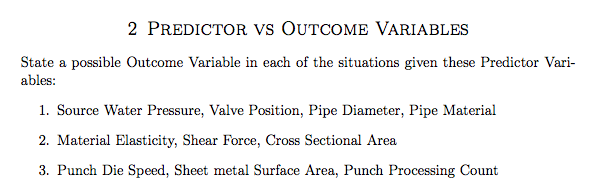 Solved State a possible Outcome Variable in each of the | Chegg.com