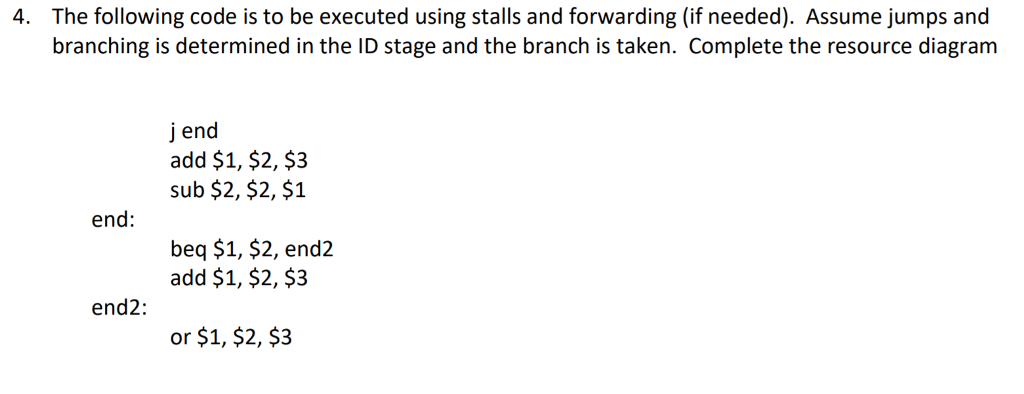 Solved The following code is to be executed using stalls and | Chegg.com