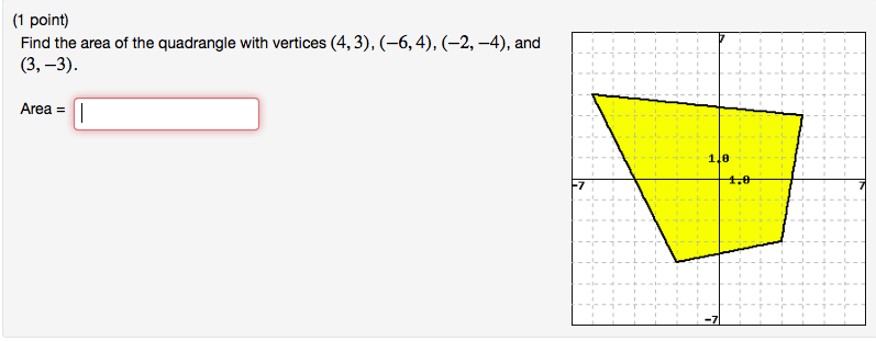 Solved 1 point) Find the area of the quadrangle with | Chegg.com