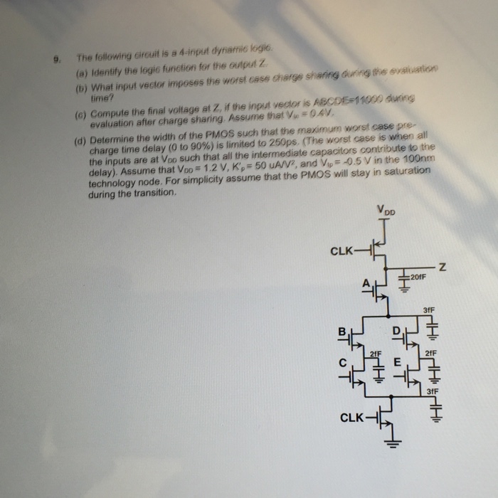 The following circuit is a 4-input dynamic logic. | Chegg.com