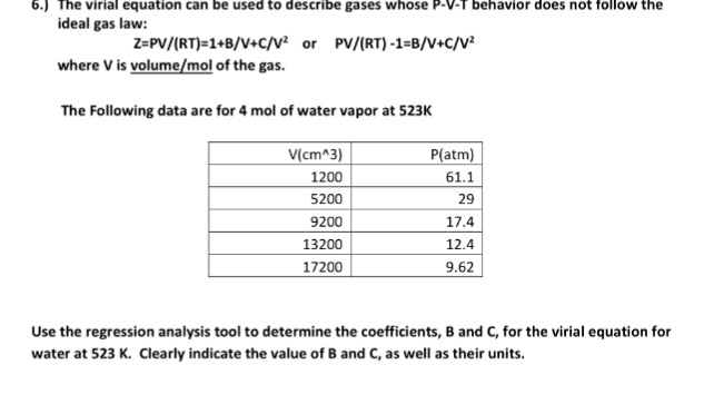 Solved The virial equation can be used to describe gases | Chegg.com