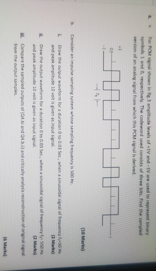 Solved a. For PCM signal shown in fig. 3 amplitude levels of | Chegg.com