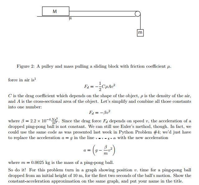 10. Use Python to plot a graph of position v. time | Chegg.com