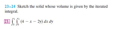 Solved Sketch the solid whose volume is given by the | Chegg.com