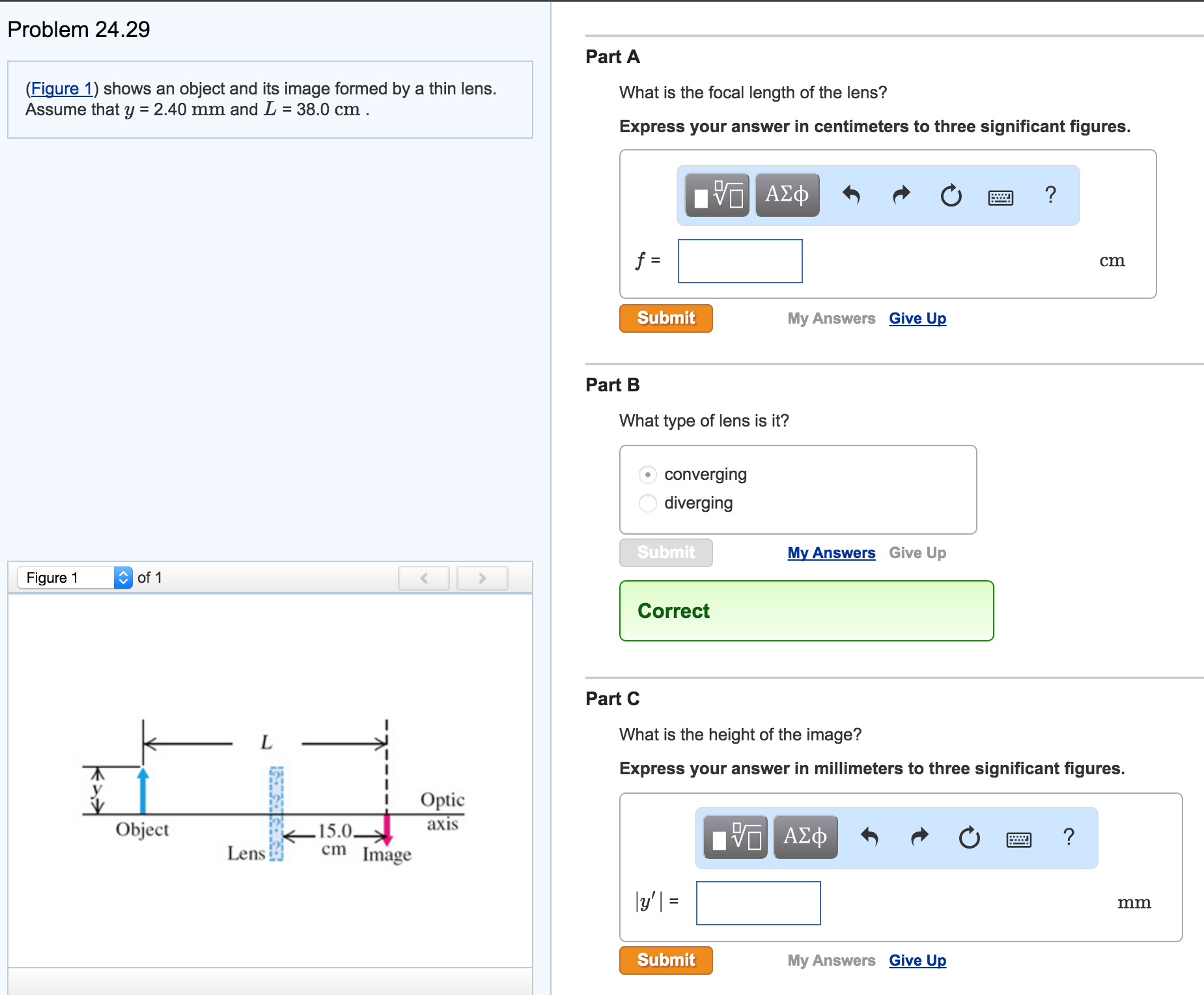 Solved Problem 24.29 (Figure 1) shows an object and its | Chegg.com