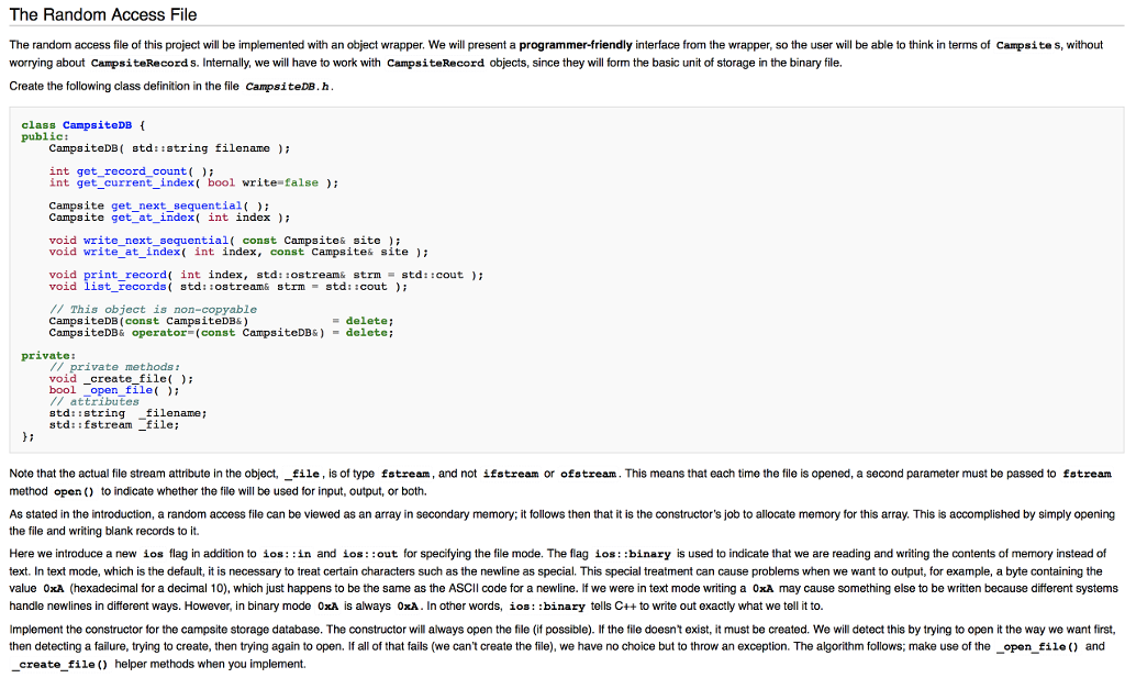 The Random Access File The random access file of this | Chegg.com