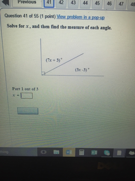 Solved Solve for x, and then find the measure of each angle. | Chegg.com