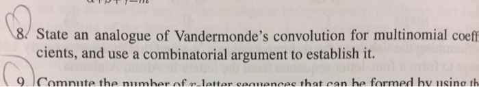 Solved State an analogue of Vandermonde's convolution for | Chegg.com