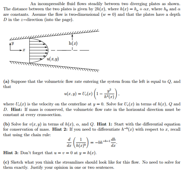 Solved Ah incompressible fluid flows steadily between two | Chegg.com