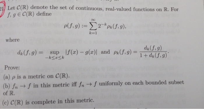 Solved Let C(R) denote the set of continuous, real-valued | Chegg.com