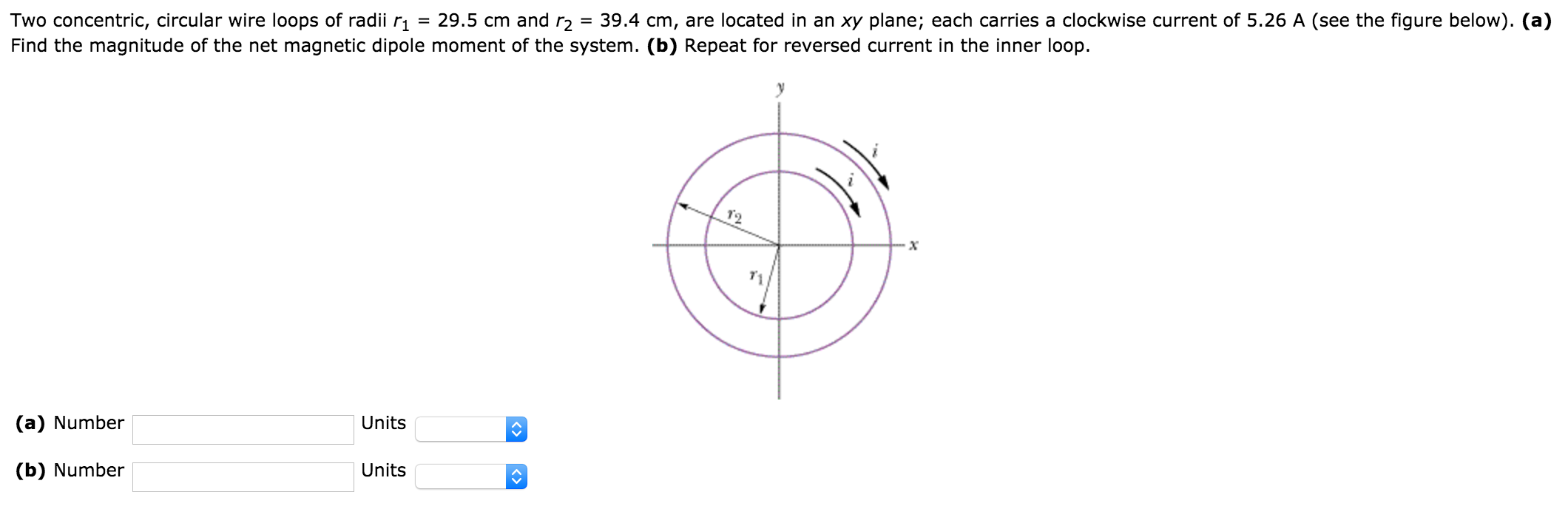 Solved Two concentric, circular wire loops of radii r_1 = | Chegg.com