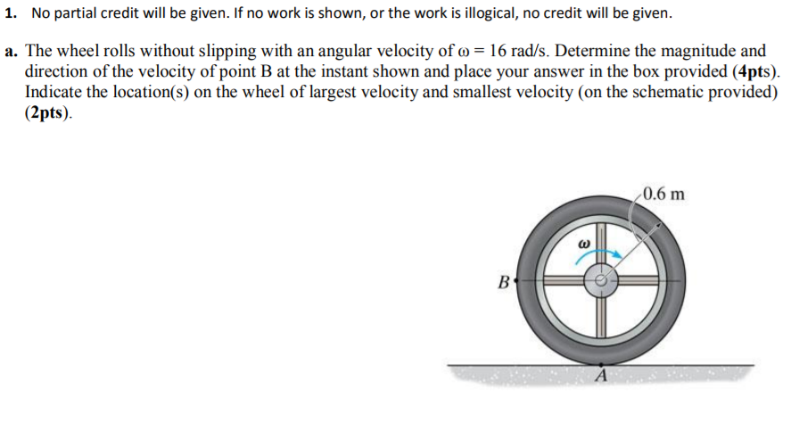 Solved 1. No partial credit will be given. If no work is | Chegg.com