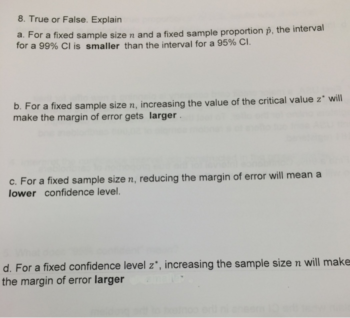 Solved Explain For a fixed sample size n and a fixed sample | Chegg.com