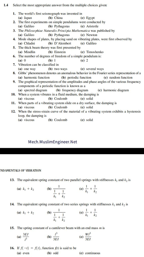 Solved 1.4 Select the most appropriate answer from the | Chegg.com
