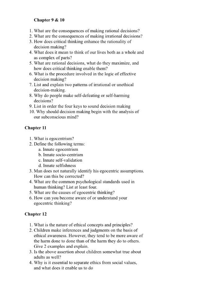 Solved What are the consequences of making rational | Chegg.com