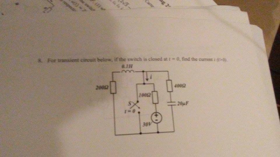 Solved For transient circuit below, if the switch is closed | Chegg.com