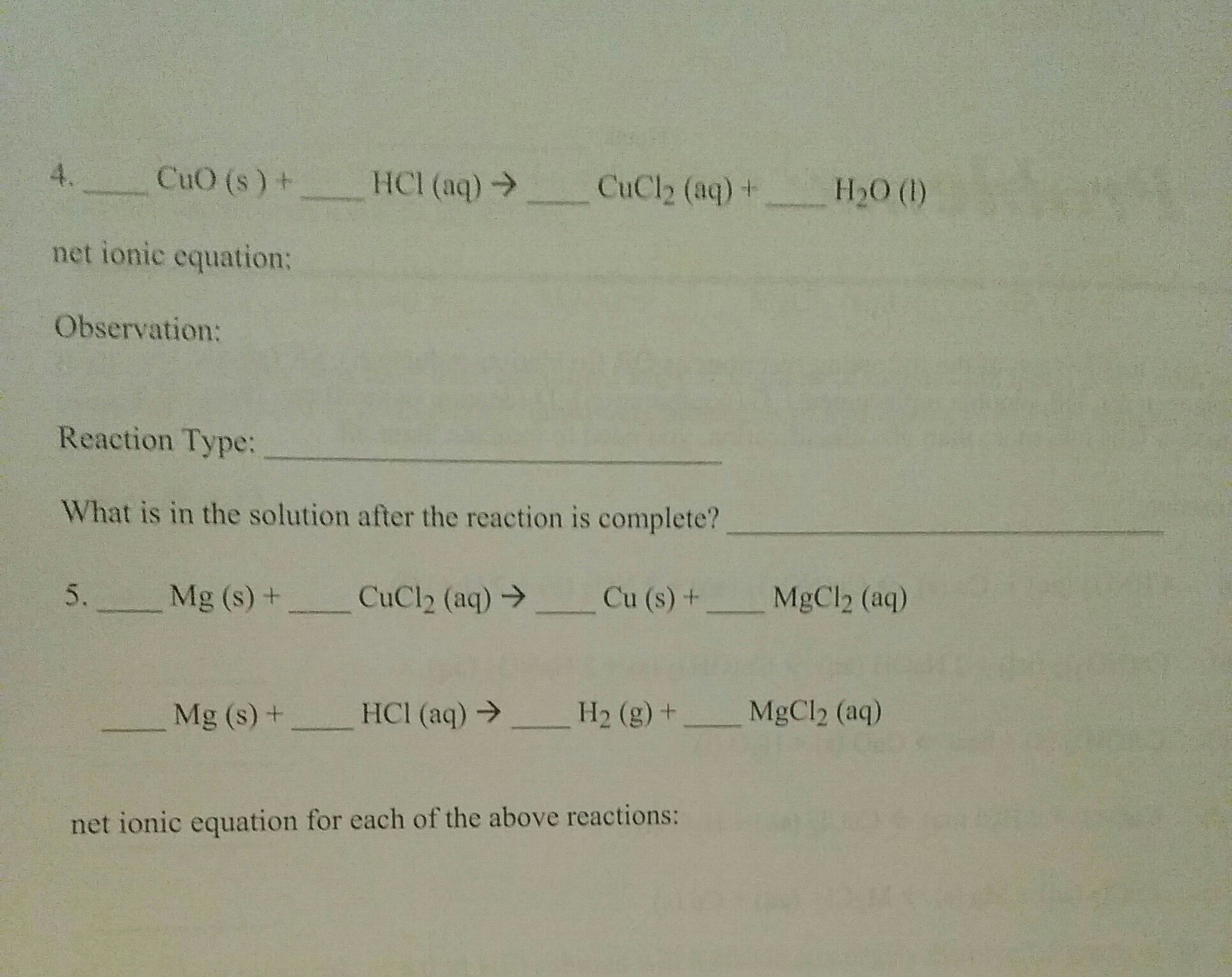 Solved Cud) (s ) + ? ?. HCI (aq) ? ??. CuCl2 (aq) +--. I 120 | Chegg.com