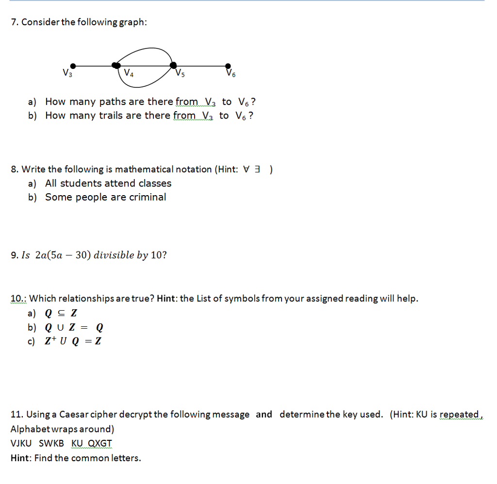 Solved Consider the following graph: a) How many paths are | Chegg.com