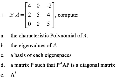 Solved Compute the characteristic polynomial, eigen values, | Chegg.com