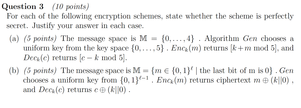 Solved Question 3 (10 points) For each of the following | Chegg.com
