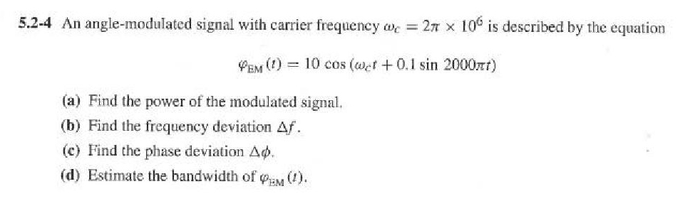 Solved An angle-modulated signal with carrier frequency | Chegg.com