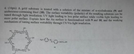 Solved A gold substrate is treated with a solution of the | Chegg.com