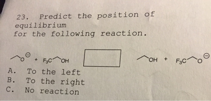 Solved Predict the position equilibrium for the following | Chegg.com
