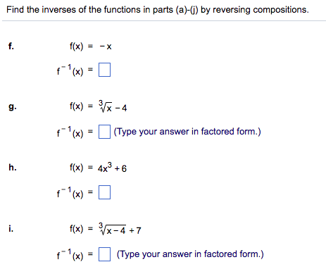 Solved Find the inverses of the functions in parts (a)-) by | Chegg.com