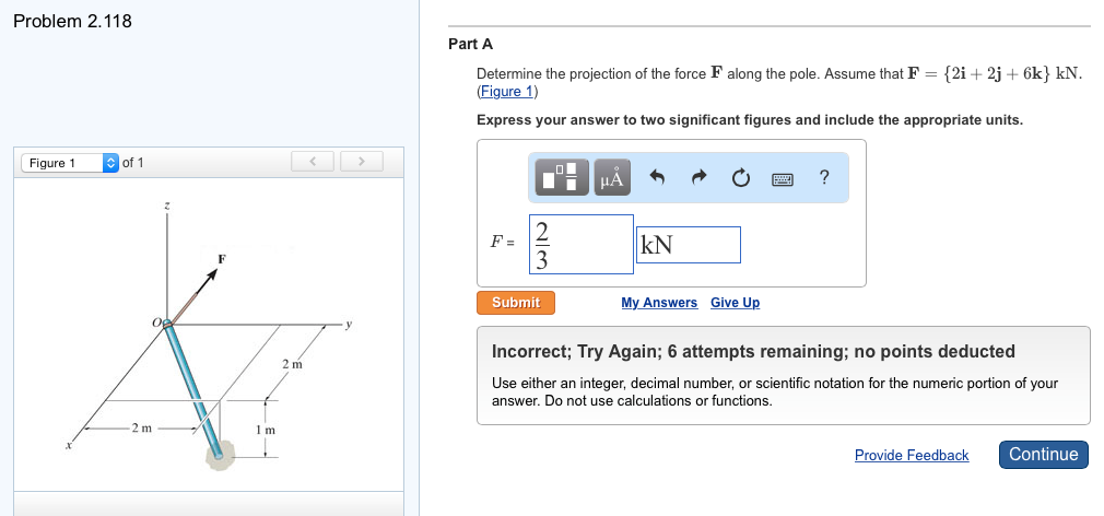 Solved Determine The Projection Of The Force F Along The