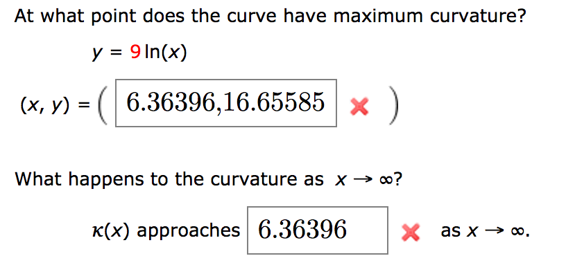 Solved At what point does the curve have maximum curvature? | Chegg.com