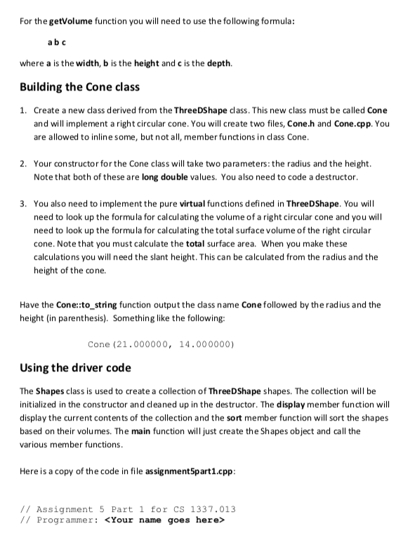 Building an abstract base class with pure virtual | Chegg.com