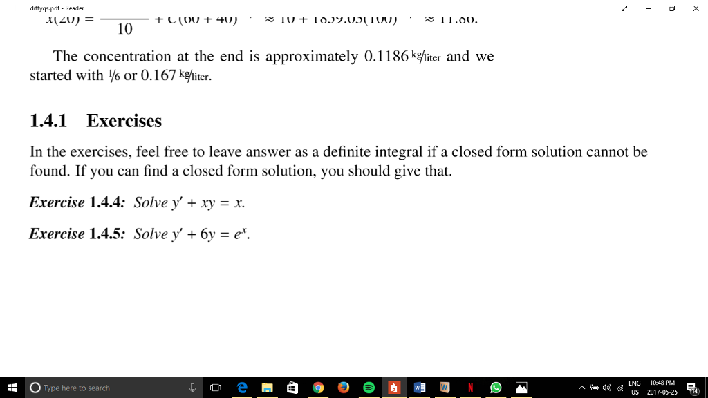 Solved E diffyqs.pdf Reader 1.3.4 Exercises Exercise 1.3.1. | Chegg.com