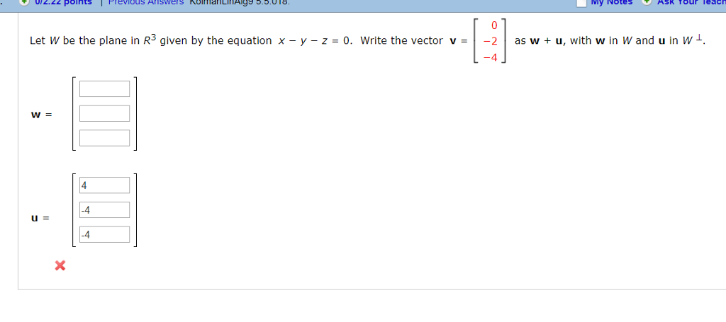 Solved Let w be the plane in R3 given by the equation x-y-Z | Chegg.com