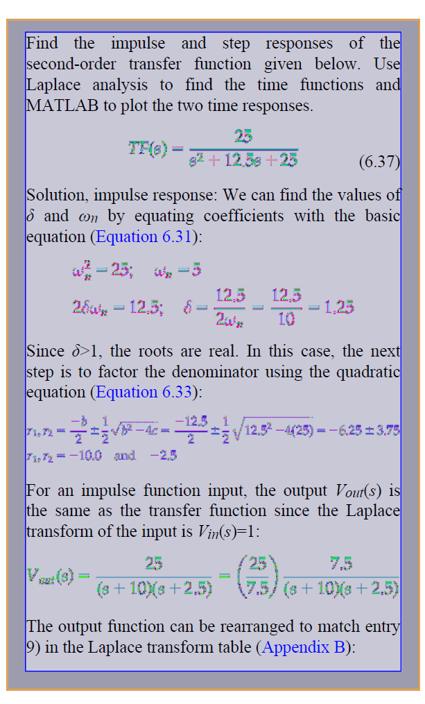 Solved ind the impulse and step responses of th second-order | Chegg.com