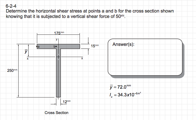 Solved 6-2-4 Determine the horizontal shear stress at points | Chegg.com