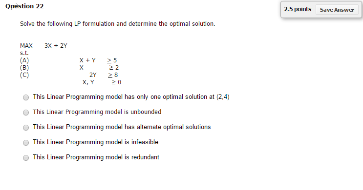 Solved Solve the following LP formulation and determine the | Chegg.com