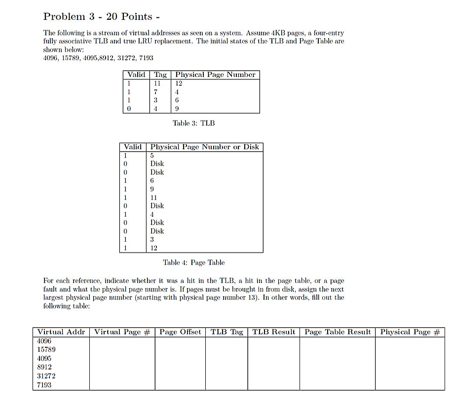 Solved Problem 3 - 20 Points - The following is a stream of | Chegg.com