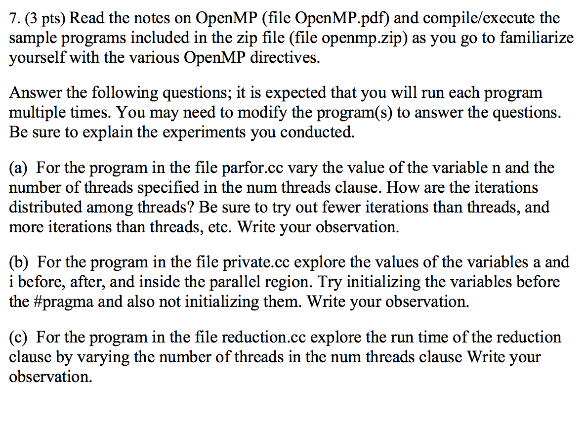 Read the notes on OpenMP (file OpenMP.pdf) and | Chegg.com