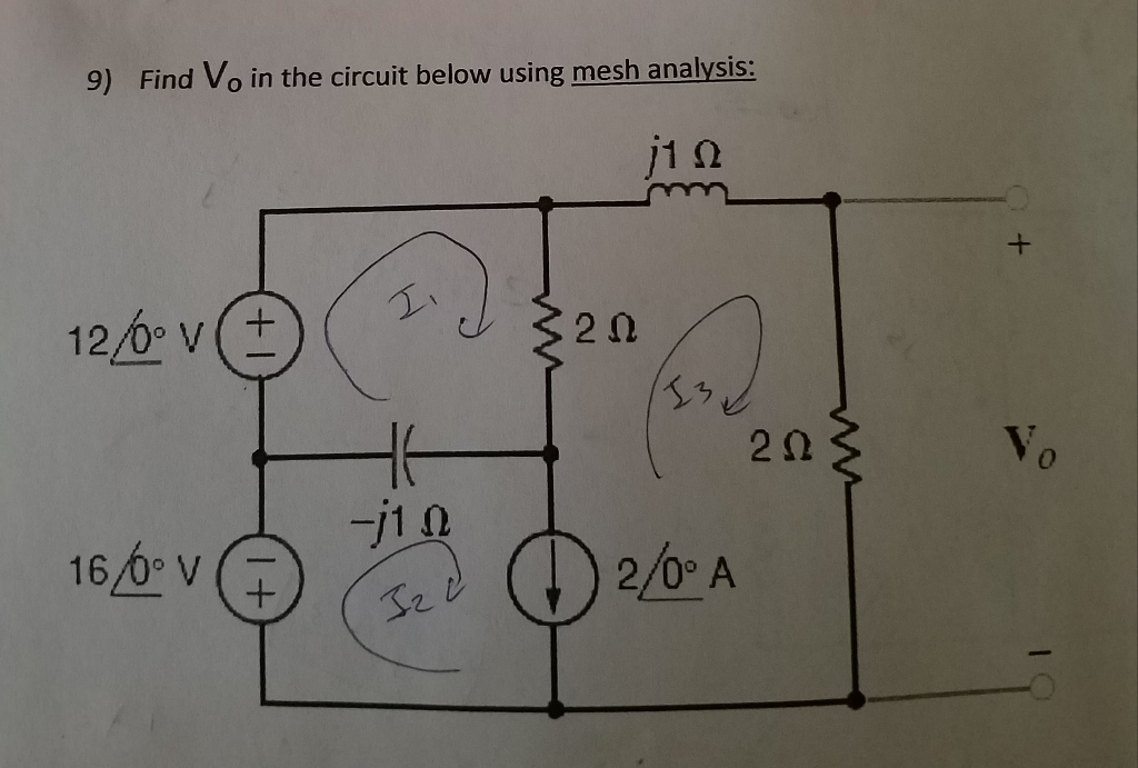 Solved Find V_o in the circuit below using mesh analysis: | Chegg.com