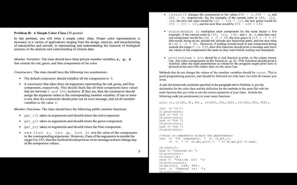 Solved .invert changes the components to the values 255r. | Chegg.com