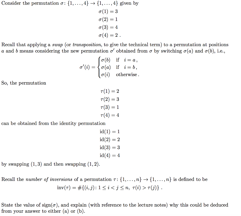 Consider the permutation σ : {1, . . . ,4 → {1, . . . | Chegg.com