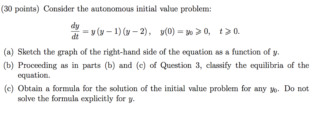 Solved Consider the autonomous initial value problem: dy/dt | Chegg.com