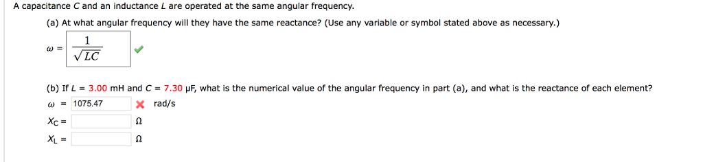 Solved A capacitance C and an inductance L are operated at | Chegg.com