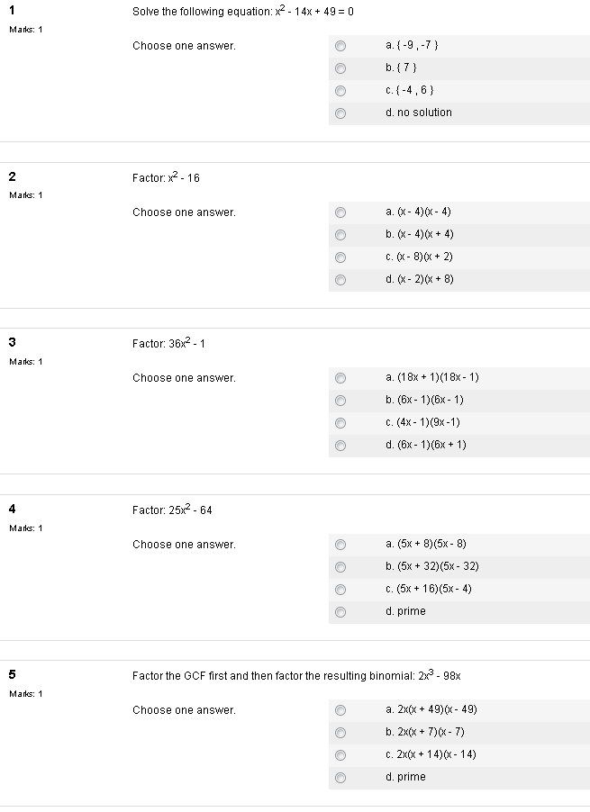 Solved Solve The Following Equation X2 14x 49 0 Chegg